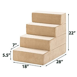ZINUS Foam 22 Inch 4-Step Step Pet Stairs / Pet Ramp for Cats and Dogs, Large, Cream