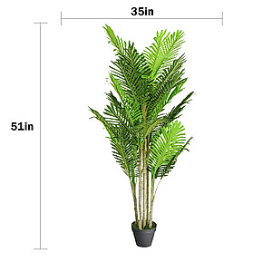 4.3 Feet Artificial Palm Plant Tree with 29 Trunks Faux Tree and Pot for Home Office Decoration…