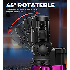 SAMNIU Pack of 4 Torch Lighter, Mini Jet Flame Butane Lighters, Multi-Purpose, 45° Rotatable for Campfires, Candle, Fireplaces, Christmas Party Favors (Gas not Included)