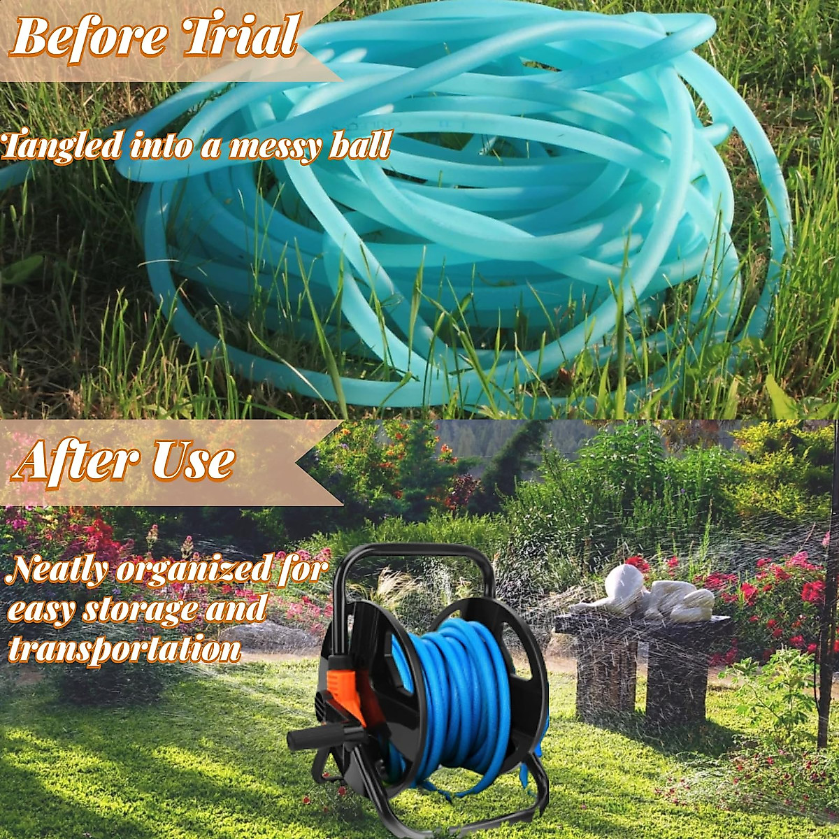 Hose Reel, Portable Garden Hose Reel Cart, Water Hose Holders for Outside, Water Pip Storage Rack ABS Single Arm Tool for Garden Car Washing Watering (25 x 20 x15 cm)