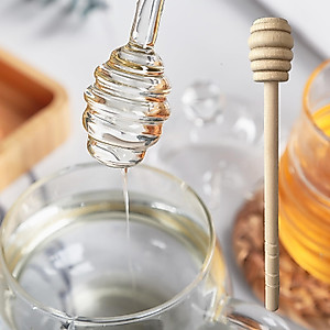 2 Pcs Honey Dipper Sticks for Honey Jar,Glass and Wooden Honey Dipper,Honeycomb Stick for Honey Pot Jar