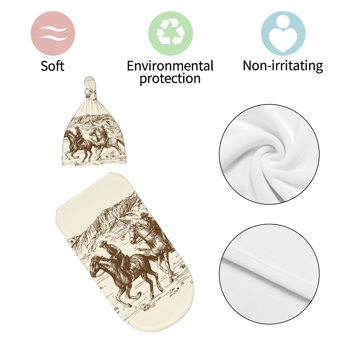 Qwalnely Swaddling Blanket for Baby, Sleeping Sacks, Unisex Baby Stuff with Hat, Western