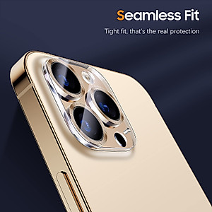 UniqueMe [3 Pack Compatible for iPhone 14 Pro Max/iPhone 14 Pro Camera Lens Protector,[Case Friendly][Scratch-Resistant] - Gold
