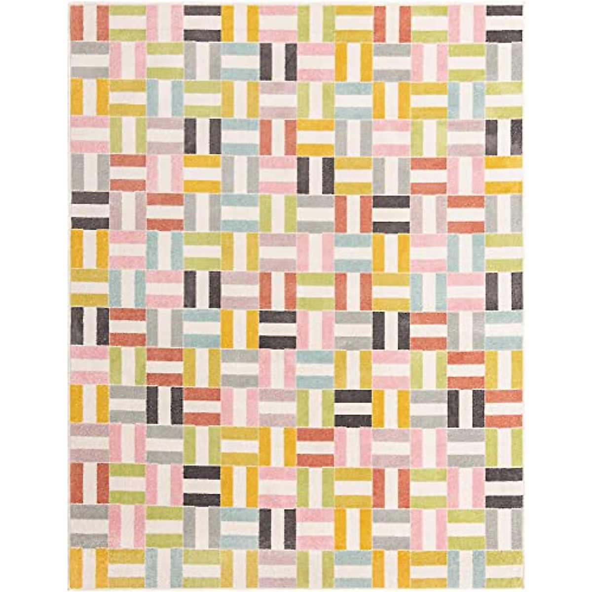 Unique Loom Whimsy Kids Collection Area Rug - Chicklets (Rectangular 7' 10" x 10' 0", Multi/ Black)