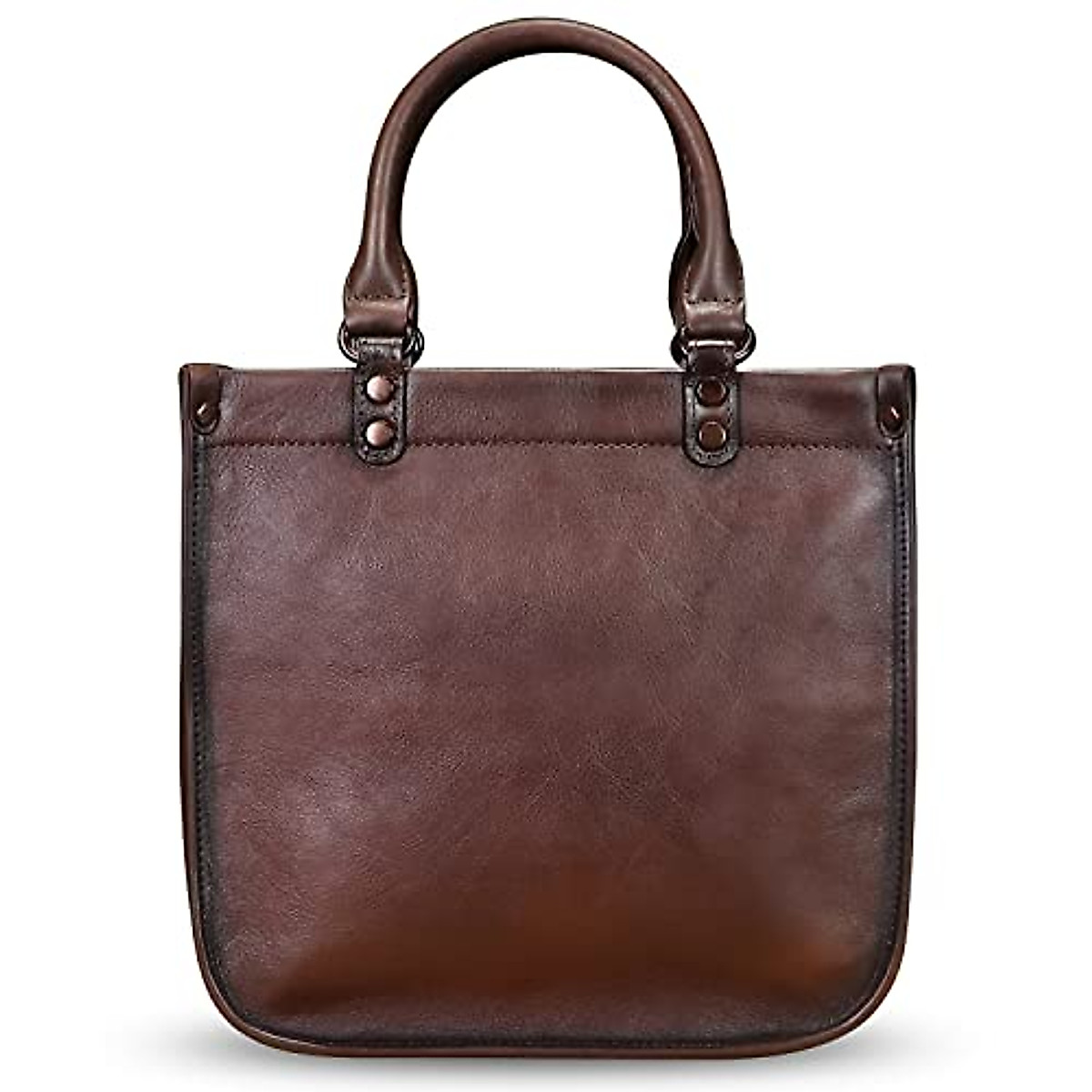 Genuine Leather Top Handle Handbag Purse for Women Vintage Over the Shoulder Bag Handmade Crossbody Satchel (Coffee)