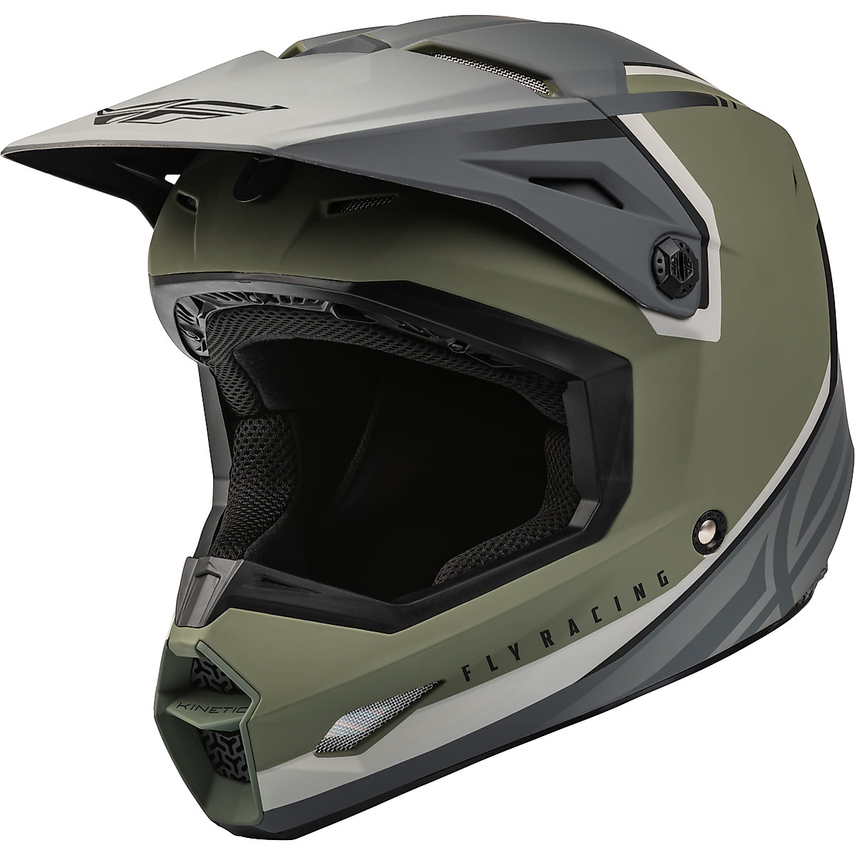 Fly Racing 2023 Adult Kinetic Vision Helmet (Matte Olive Green/Grey, XX-Large)