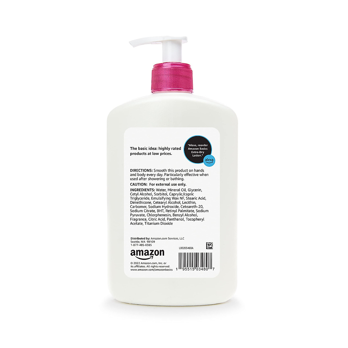 Amazon Brand - Solimo Extra-Dry Skin Lotion with Vitamins B5 & E, 16 fl oz