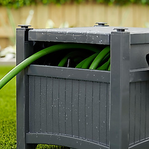 Suncast Hideaway 100 Foot Garden Hose Reel for 5/8 Inch Hoses with Stay Up Lid and Crank Handle for Outdoor Storage, Cyberspace, 2 Pack