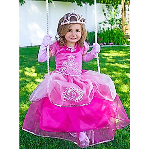 Little Adventures Deluxe Pink Princess Dress Up Costume (Medium Age 3-5) - Machine Washable Child Pretend Play and Party Dress with No Glitter