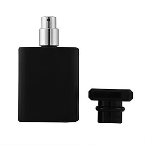 Enslz 50ml （1.69Oz） Thick Square Flint Glass Refillable Perfume Bottle, Square Portable Cologne Atomizer Empty Bottle with Spray Applicator For Travel (Black)