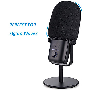 Microphone Pop Filter - Mic Foam Windscreen Cover Compatible with Elgato Wave:3 Premium USB Condenser Microphone to Blocks Out Plosives by YOUSHARES