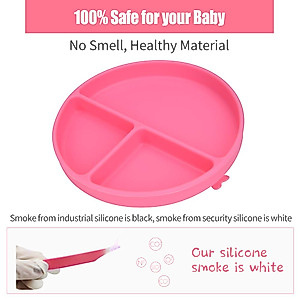 Baby Plate Bowl - Silicone Mini Mat - Super Suction Placemat Bowl with 2 Spoons for Self Feeding, 100% Safe Silicone, Dishwasher and Microwave Safe KingKam