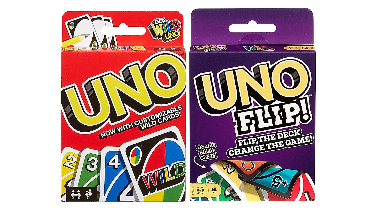 Mattel Uno Original & Uno Flip Card Games Pack - Fun for 2-4 Players