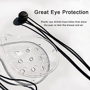Vandorla Eye Shield, 2 Pcs Plastic Eye Shield Eye Patch for Eye Protection Eye Surgery Covering Breathable with 2 Elastic Rope, Transparent