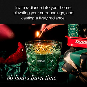 Voluspa Noble Fir Garland, 3 Wick Hearth Candle, 38 oz, 80 Hour Burn Time, Coconut Wax Blend, Christmas Scented Candles for Home, Poured in The USA