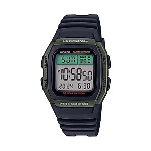 Casio W-96H-3AVCF Men's Classic Quartz Resin Strap, Black, 21.5 Casual Watch (Model: W-96H-3AVCF), Black/Green