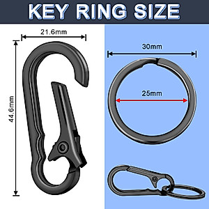 4Pack Small Keychain Rings, Metal Key Carabiner Clip, Mini EDC Key Ring Chain Holder Organizer for Purse Charm Hook, Car Keychain, Paracord Keychain Lanyard, Men and Women Key Fob (Gun Black)