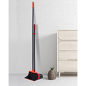 Broom and Dustpan, Broom and Dustpan Set for Home, Dustpan with 52" Long Handle Broom Combo Set, Standing Dustpan and Broom Set for Home Kitchen Room Office Lobby Floor Cleaning