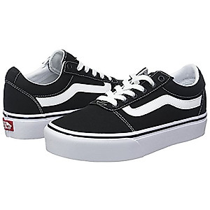 Vans Women's Ward Platform Low-Top Sneakers, Black ((Canvas) Black/White 187), 7.5
