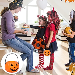 NUOBESTY Halloween Candy Bucket, 8pcs Small Halloween Pumpkin Bucket Trick or Treat Bucket Pail Water Bucket Party Candle Holder |3.35 x 2.17 x 1.77 inches