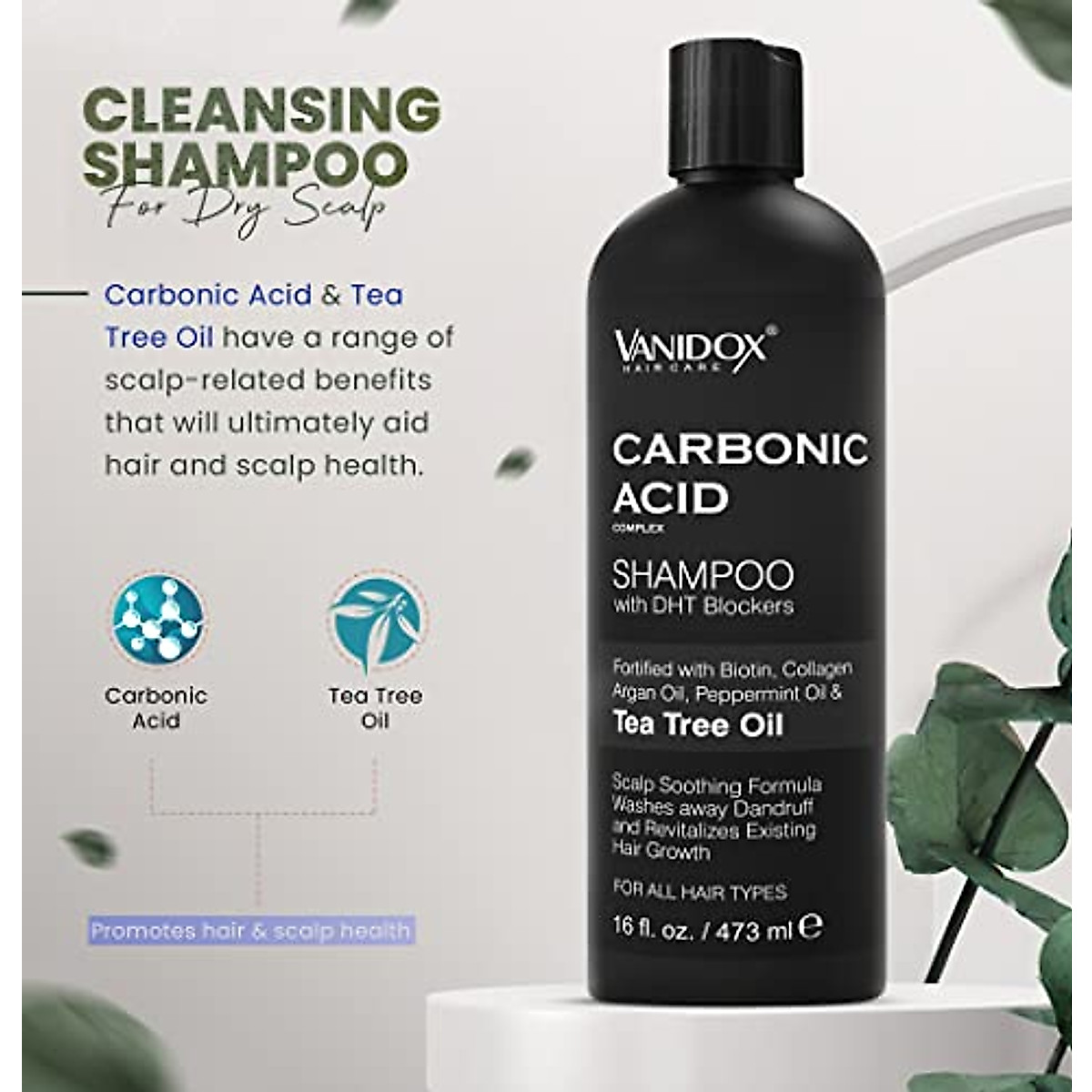 VANIDOX Carbonic Acid Shampoo and Conditioner for Men and Women, Deep Moisturizing Conditioner Thickens, Softens, & Smooths Set for Hair Growth and Repair, Made in USA - 16 Fl Oz Each
