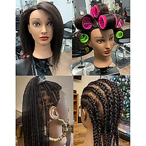 Hairingrid Mannequin Head 16" 100% Real Hair Hairdresser Cosmetology Mannequin Manikin Training Head Hair and Free Clamp Holder (R72026B0216)