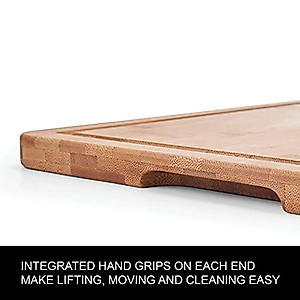 Farberware Bamboo Cutting Board With Juice Groove and Handles, 12x18-Inch, Natural