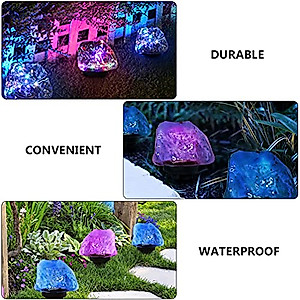 Hemoton LED Patio Lights Solar Lights LED Garden Ground Rock Lamp Outdoor Landscaping Decorative Spotlight for Lawn Patio Backyard Pathway (Purple) Outdoor Garden Lights
