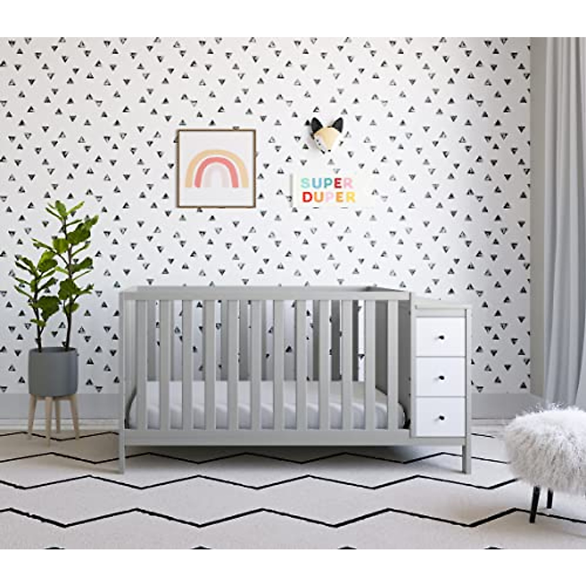 Storkcraft Malibu Customizable Convertible Crib (Pebble Gray with White) – GREENGUARD Gold Certified, Crib with Storage Drawers, Converts to Toddler Bed, Fits Standard Full-Size Crib Mattress