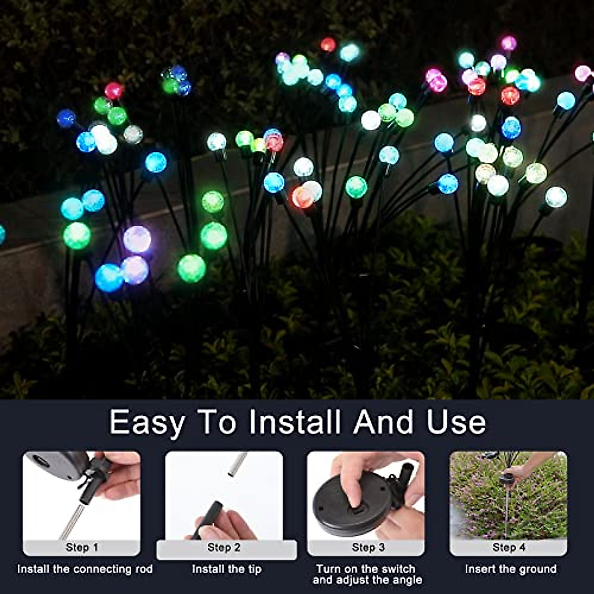 YUNJACKEYDZ Solar Garden Lights-Outdoor Solar Lights for Yard-Solar Powered Firefly Lights Outdoor Waterproof Wind Dancing Solar Lights for Landscape Decoration Lights Yard Patio Pathway Decoration