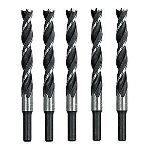 Brad Point Drill Bit Set 3/8 Inch 5Pcs Spur Point Stubby Woodworking Drill Bits