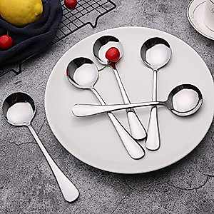 20 Piece Soup Spoons, Round Stainless Steel Bouillon Spoons Round Spoons 6.7 inch