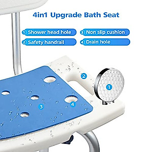 Shower Chair with Back 500lb, Boiarc Bariatric Shower Chair with Shower Head Holder, Anti-Slip Shower Bench for Inside Bathtub Stool for Seniors, Elderly, Disabled, Handicap (Shower Chair with Back)