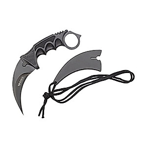 Wartech YC-9115-BK Necklace Knife with Hard Sheath and Black Blade, 7.5"