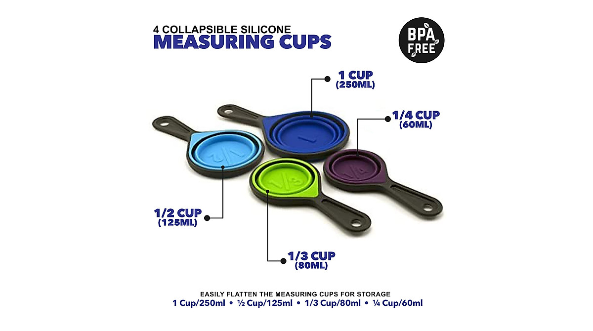 Collapsible Measuring Cups & Spoons | Portable Silicone Set