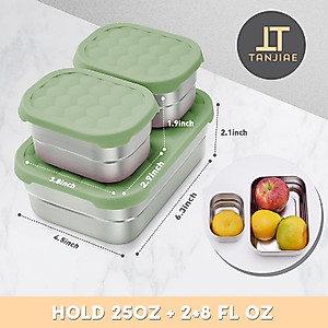 Tanjiae Stainless Steel Snack Containers for Kids | Easy Open Leak Proof Small Food Containers with Silicone Lids - Perfect Metal Toddler Lunch Box for Daycare and School (8oz)
