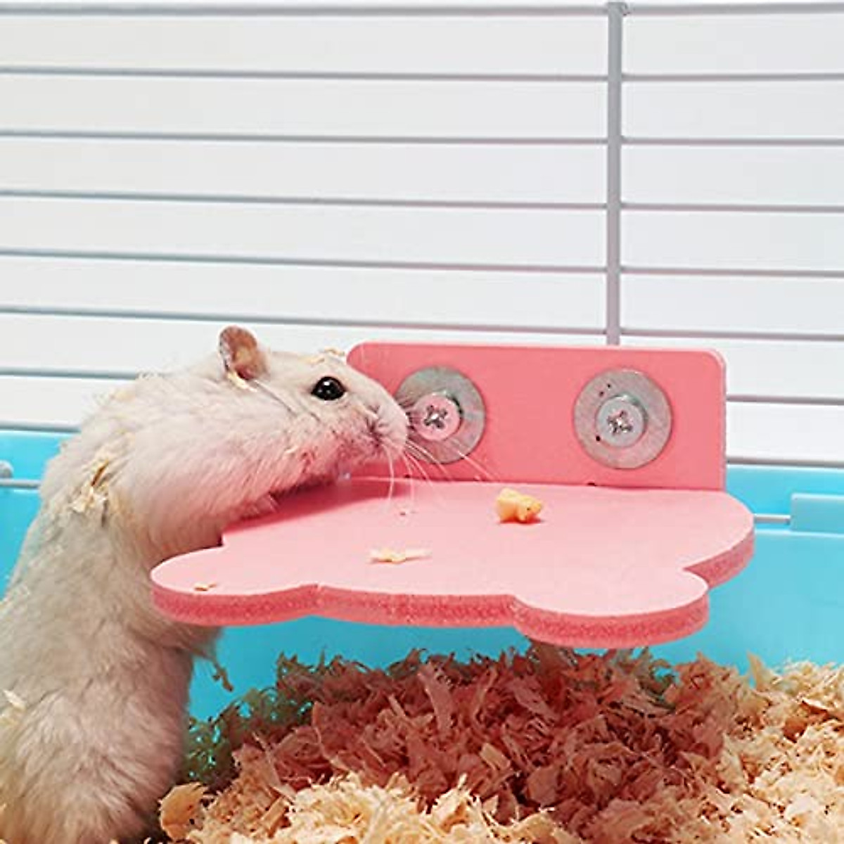 Niiyen Perch Bird Platform, Double Screw Standing Platform Stand Bird Climbing Grinding Cage Toy, Comes with Screws, for Small Anminals Mouse Lovebird Finches Exercise(Pink)