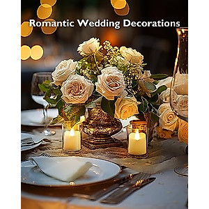 Homemory 48Pack Flameless Flickering Led Votive Tealight Candles,200+Hour Lasting Battery Operated Candles,Soft White for Valentine's Day,Wedding,Proposal Anniversary (Ivory Base,Battery Included)