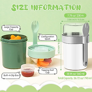 Didaey 4 Pack 26.72 oz Overnight Oats Containers with Lids Plastic Salad Yogurt Parfait Cups with Lids and Sporks Take and Go Yogurt Container with Topping Cereal Cup Reusable Overnight Oats Jars