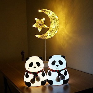 LED Kids Night Light Cute Nursing Night Light Non-Flickering Eye-Caring Lamp-USB Rechargeable, Touch Control, Multi-Color and Warm White Can be Switched, Fabulous Ideal Gift (Panda Round Eyes)