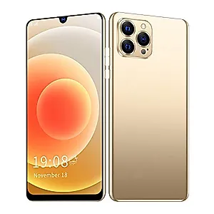 Yunseity IP12 PRO Unlocked Android Smartphone,6.26in Full Screen Dual SIM Cell Phone,Face Recognition Unlocked Android Smartphone(Gold)
