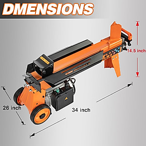 PROYAMA Log Splitter 6.5 Ton, Wood Splitter Electric Powered 15Amp, with Hydraulic Ram, Electric Firewood Splitting Machine, Horizontal