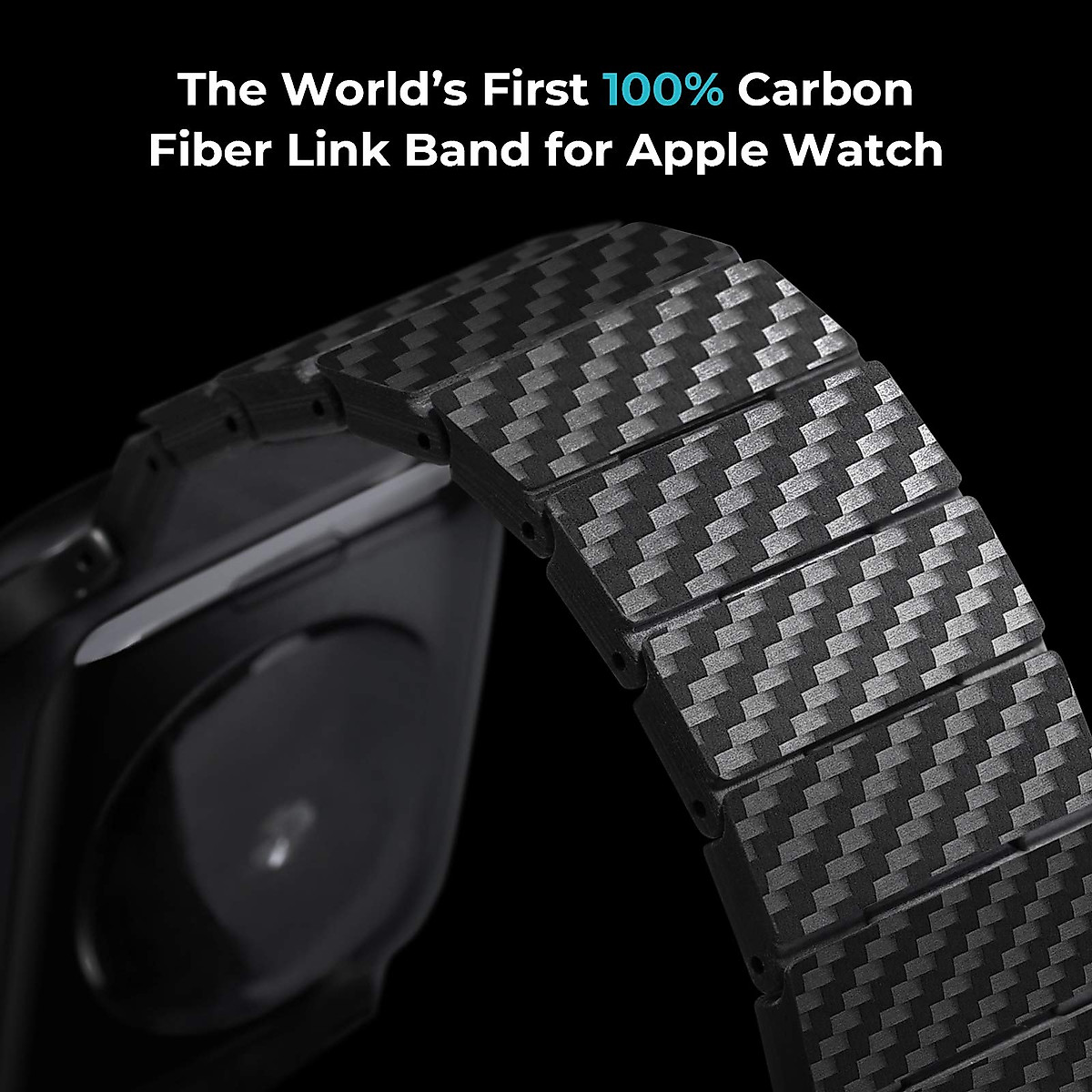 PITAKA Apple Watch Band, 100% Carbon Fiber, Lightweight & Comfortable, Customizable Size, Compatible with Apple Watch Series 8/7/6/SE/5/4/3/2/1