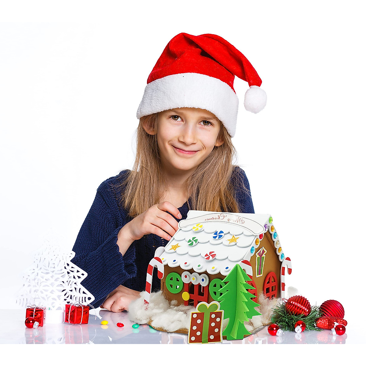 4E's Novelty Foam Gingerbread House Craft Kit (1 Pack) for Kids with Foam Stickers, Build & Decorate it Yourself DIY Christmas Crafts for Kids & Toddlers