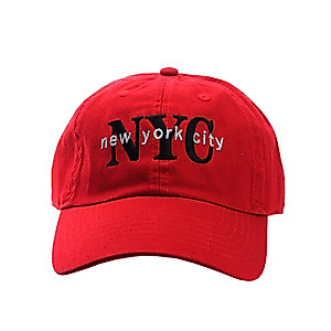 NYFASHION101 Unisex NYC New York City Embroidered Adjustable Low Profile Cap, NY02, Red