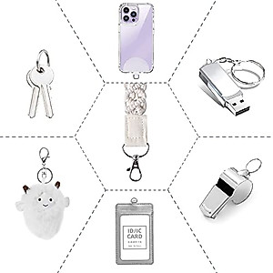 Mkono Macrame Cell Phone Lanyard For Phone Case Universal Set of 2 Adjustable Neck Phone Strap with Boho Woven Wrist Straps Key Chain Holder for Keys ID Card, Phone Lanyards for Around Neck