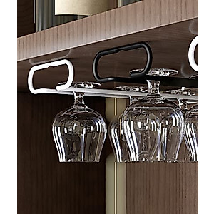 GeLive 10 Inch Under Cabinet Wine Glass Rack Stemware Holder Glass Storage Hanger Organizer for Kitchen and Bar Set of 2 (Black)