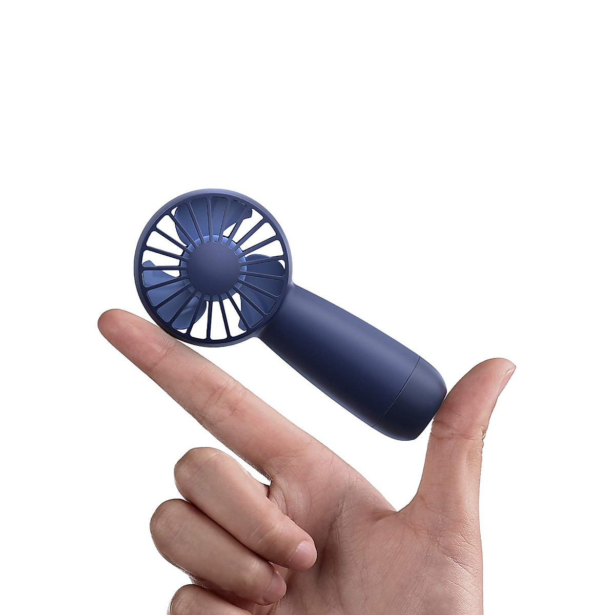 MISSUE Mini Handheld Fan, Portable Battery Operated Fan with Lanyard, Personal Pocket Fan with 3000mAh Rechargeable Battery, 5-10 Hrs Running Time, Navy Blue
