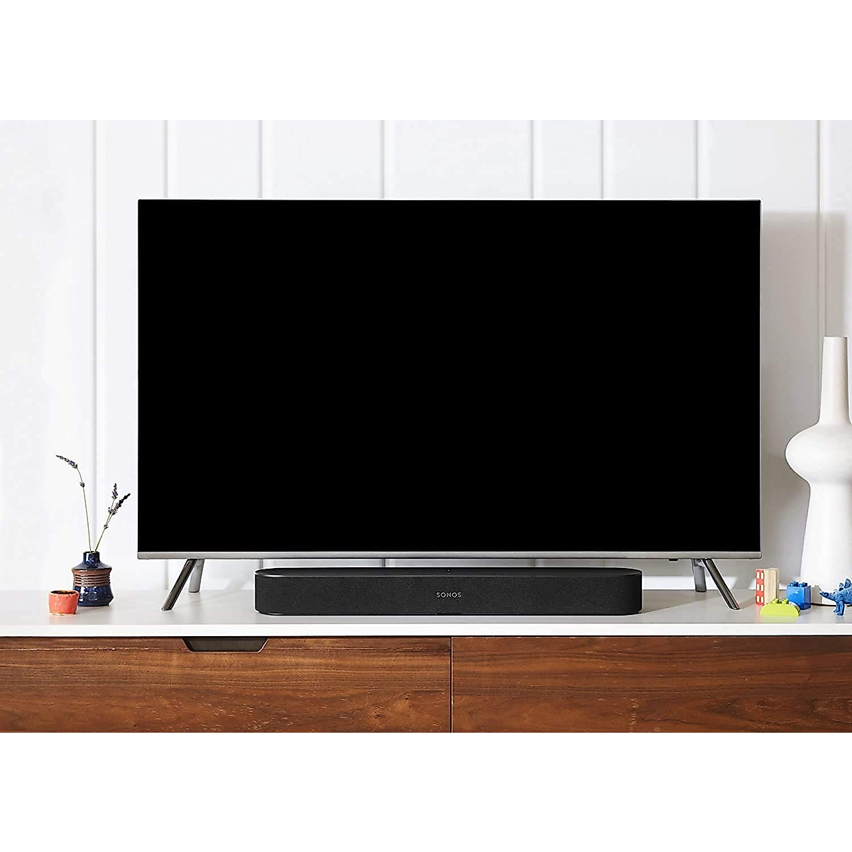 All-new Sonos Beam , Compact Smart TV Soundbar with Amazon Alexa voice control built-in. Wireless home theater and streaming music in any room. (Black) (Renewed)