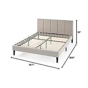 ZINUS Maddon Upholstered Platform Bed Frame, Mattress Foundation, Wood Slat Support, No Box Spring Needed, Easy Assembly, Beige, Full